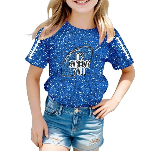 Big Girls T-Shirt Graphic With Glitter Print Comfortable Casual Short ...