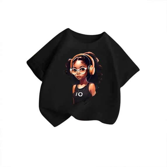 Big Girls T-Shirt Kid Cute Graphic Round Neck Short Sleeve Casual Basic ...