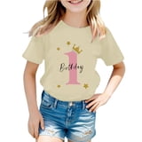 Big Girls T Shirts Fashionable Letter Round Neck Short Sleeved Cute ...