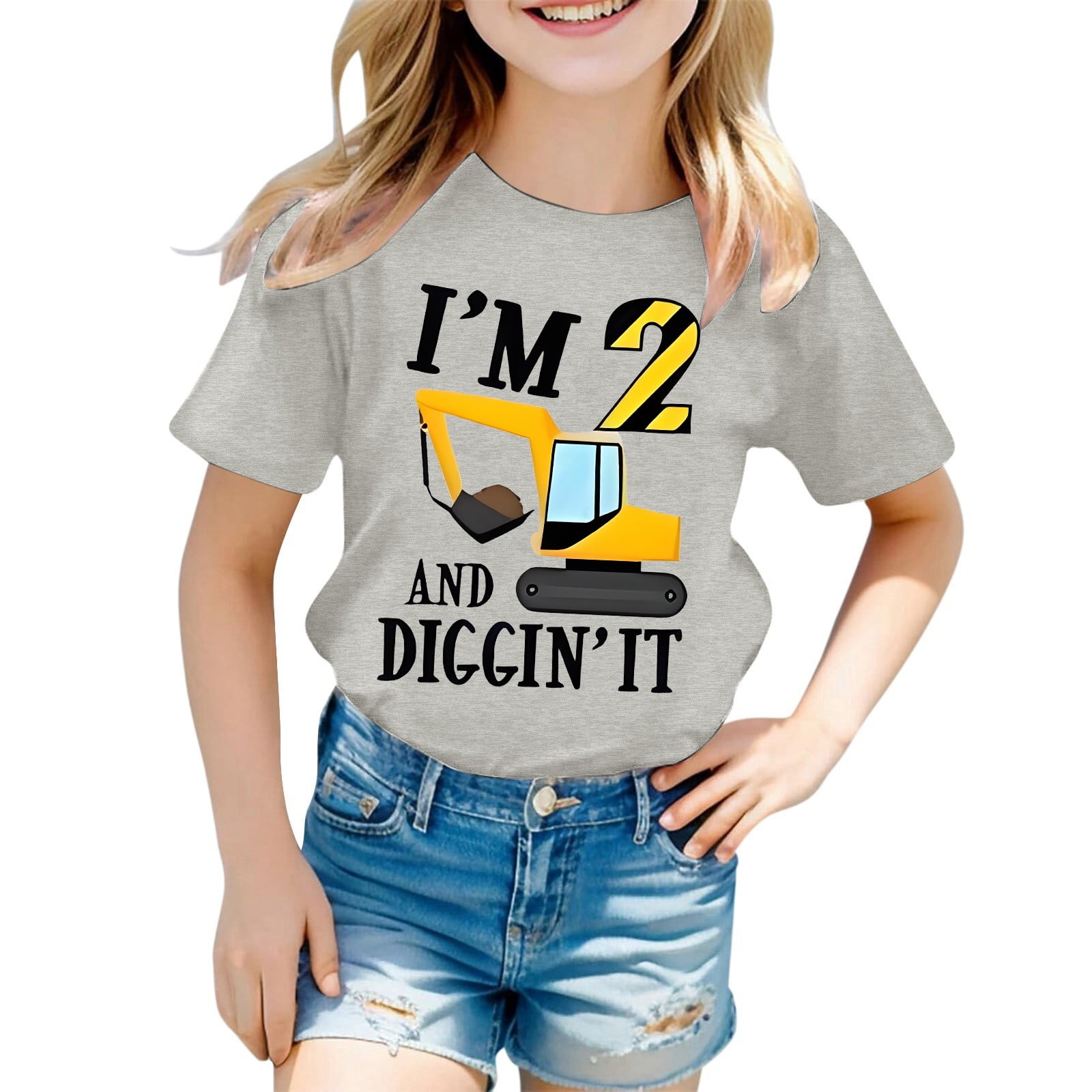 Big Girls T Shirts Fashionable Letter Round Neck Short Sleeved Workout ...