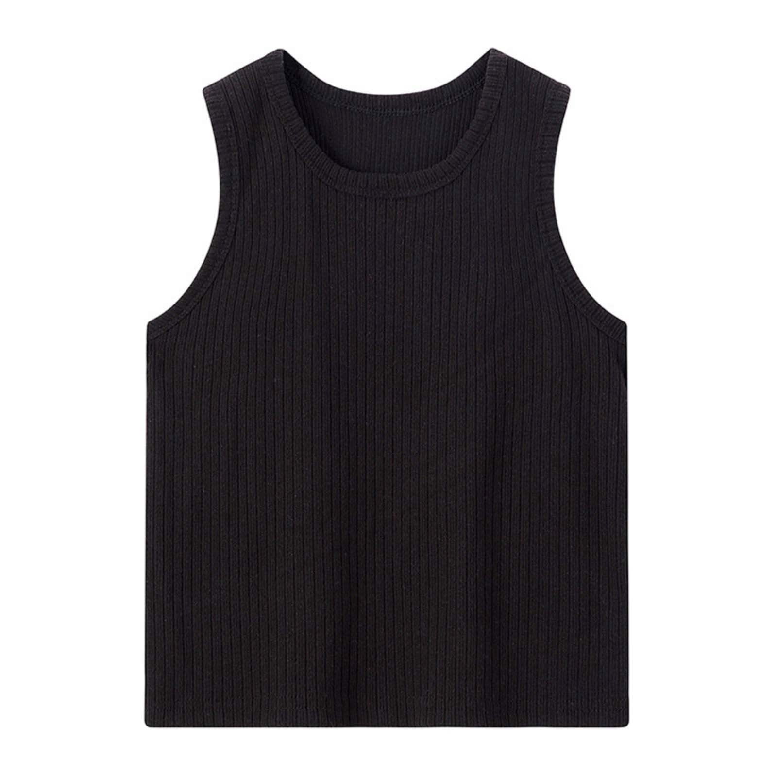 Big Girls T Shirts Knit Tank For Sleeveless Layering Vest Pure Solid ...