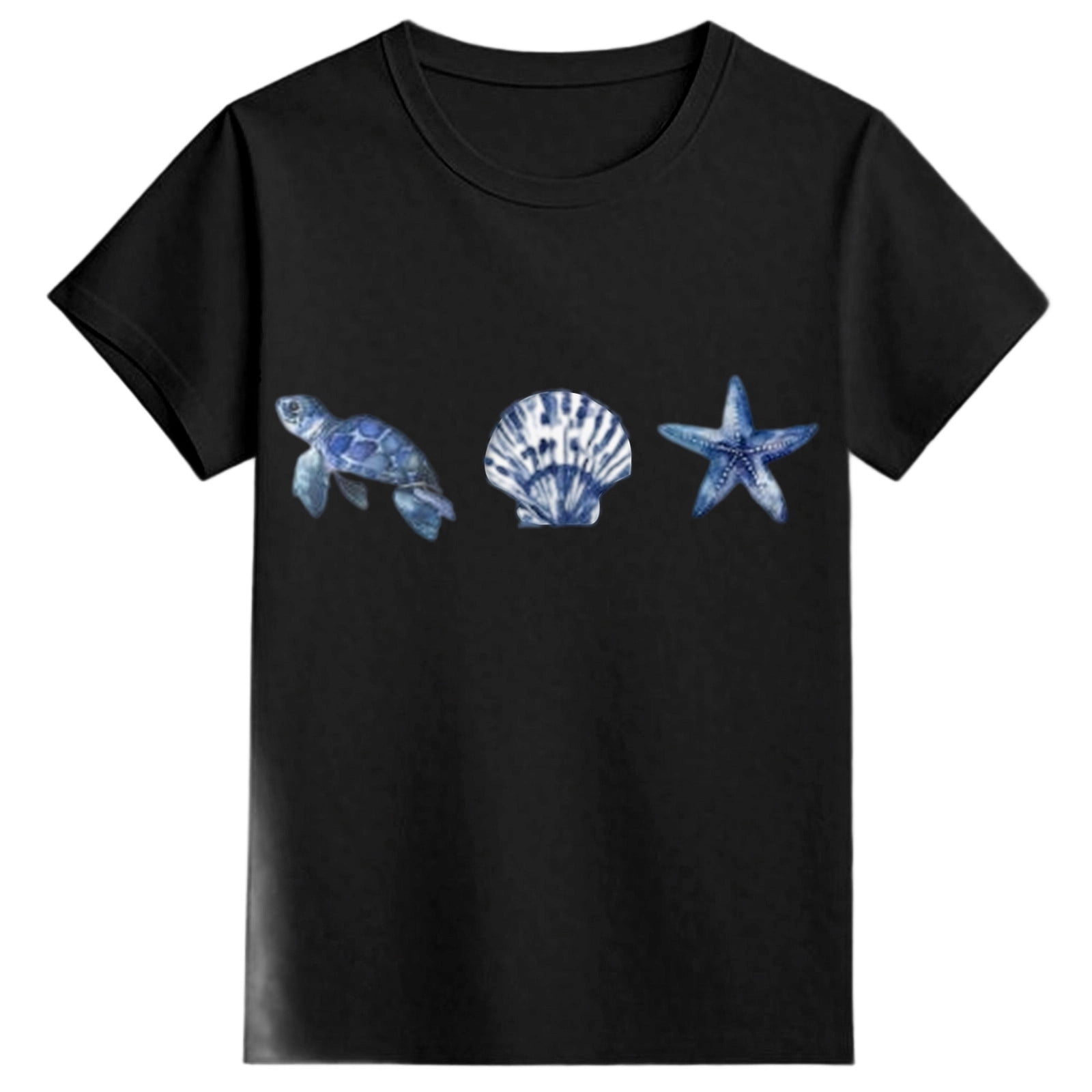 Big Girls T Shirts Short Sleeve Ocean Animal Print Round Neck Loose Fit ...