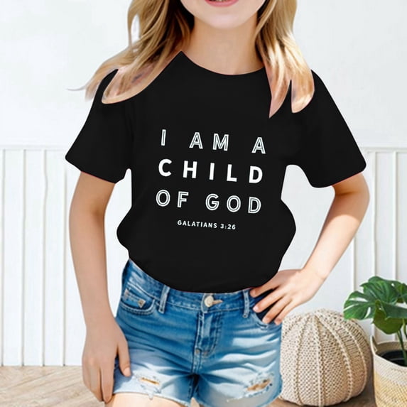 Big Girls T-Shirts Tops Kid Cute Personality Printed Round Neck Short ...