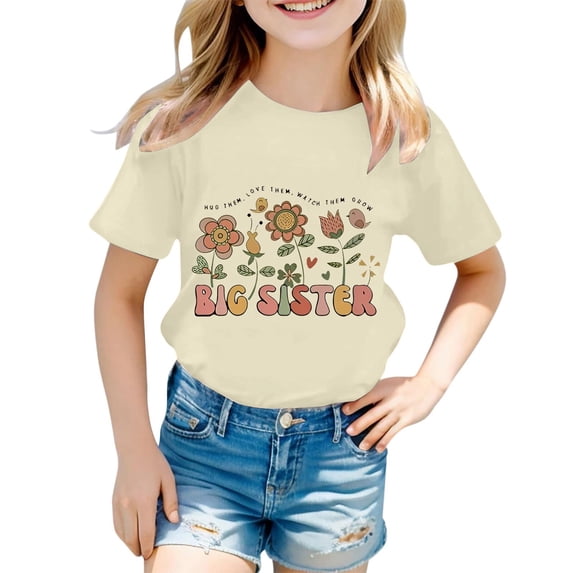 Big Girls T-Shirts Tops Short Sleeve Tee Round Neck Cute Graphic Soft ...