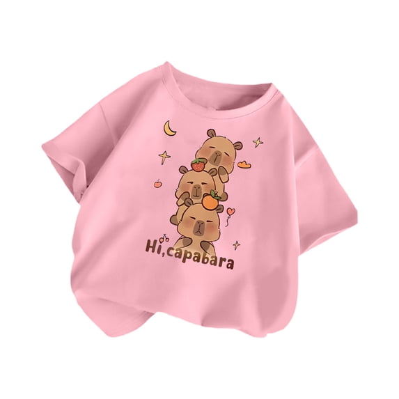 Big Girls T-Shirts Tops Summer And Round Neck Animal Patterned Printed ...