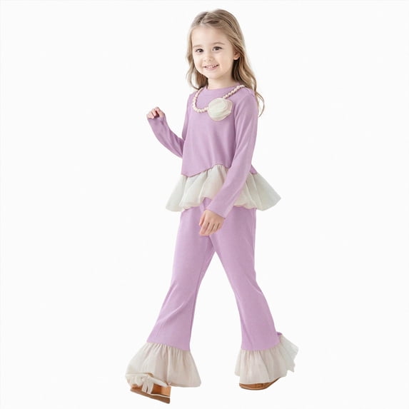 Big Girls Toddler' 2 Piece Outfits Pant Short Sleeve Shirt Baby Kids ...
