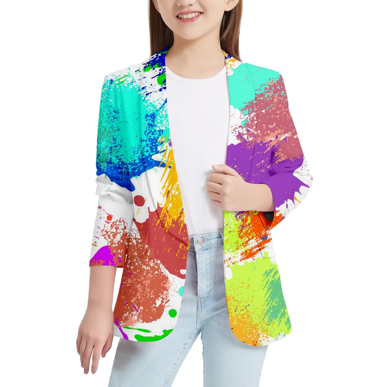 Big Girls Tshirts Kids Boys Colorful Lashed Ink Printed Personality ...