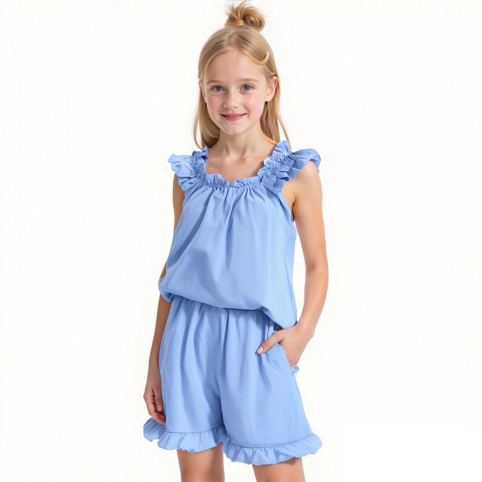Big Girls Two Piece Set Of Children's And Girls' Ear Leaf Edge Shoulder ...