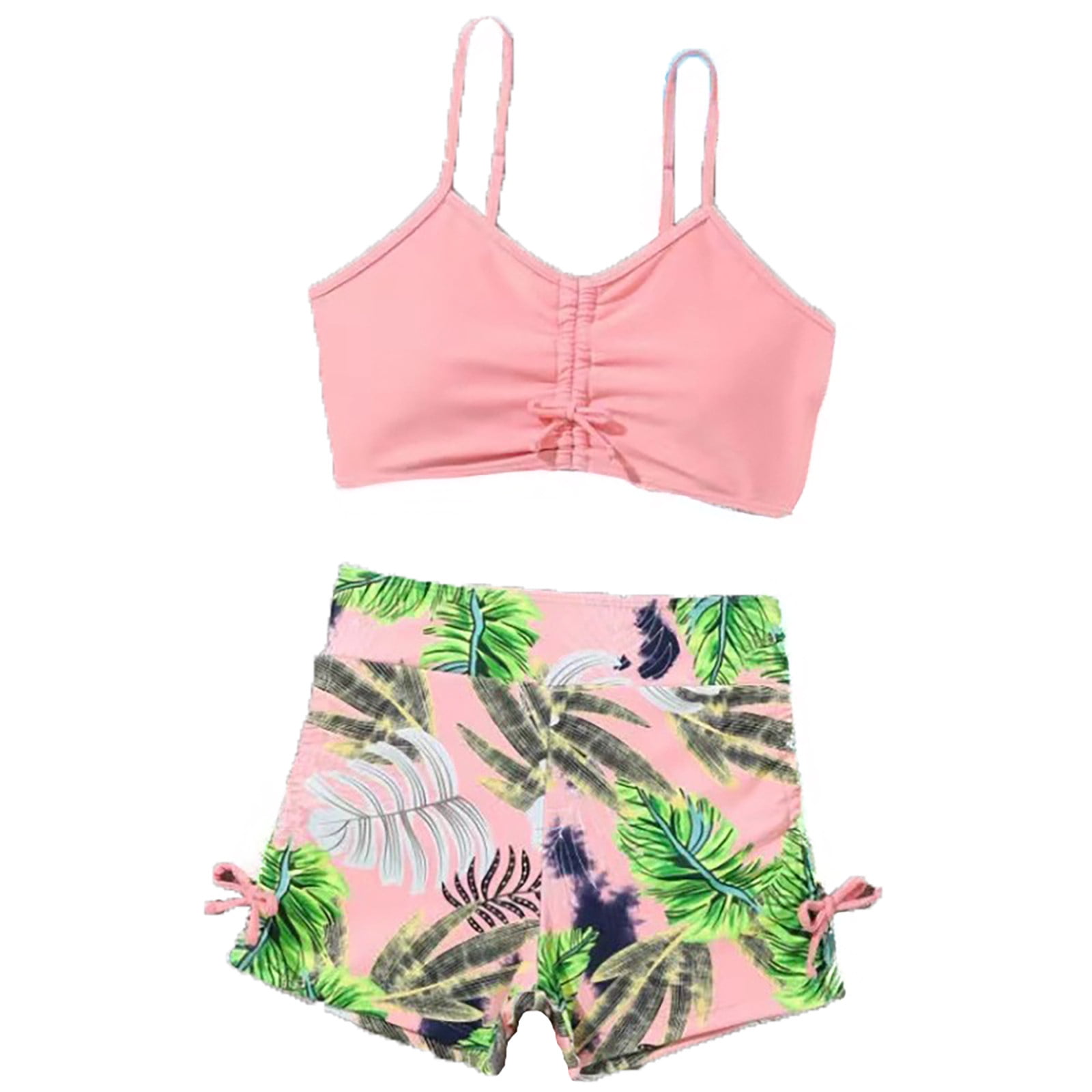 Big Girls Two-Piece Swimsuit Bikini Set Swimwear Pink,11-12Y Girls Two ...