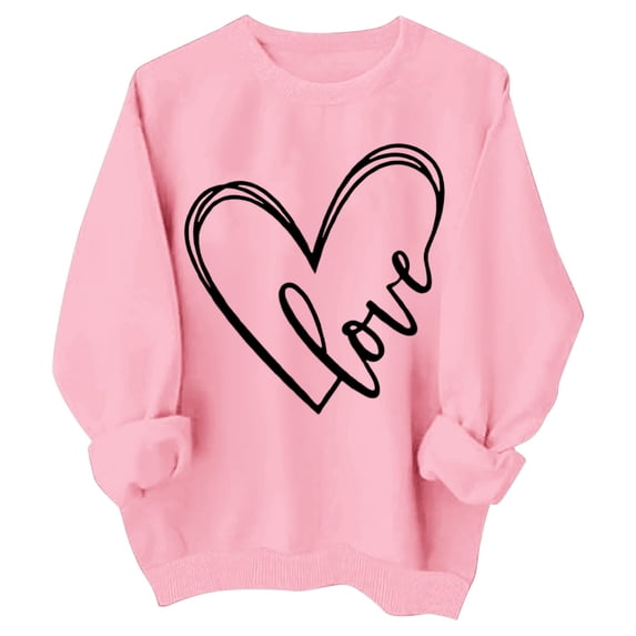 Big Girls Valentines Day Kids Long Sleeve Crewneck Sweatshirt Heart ...