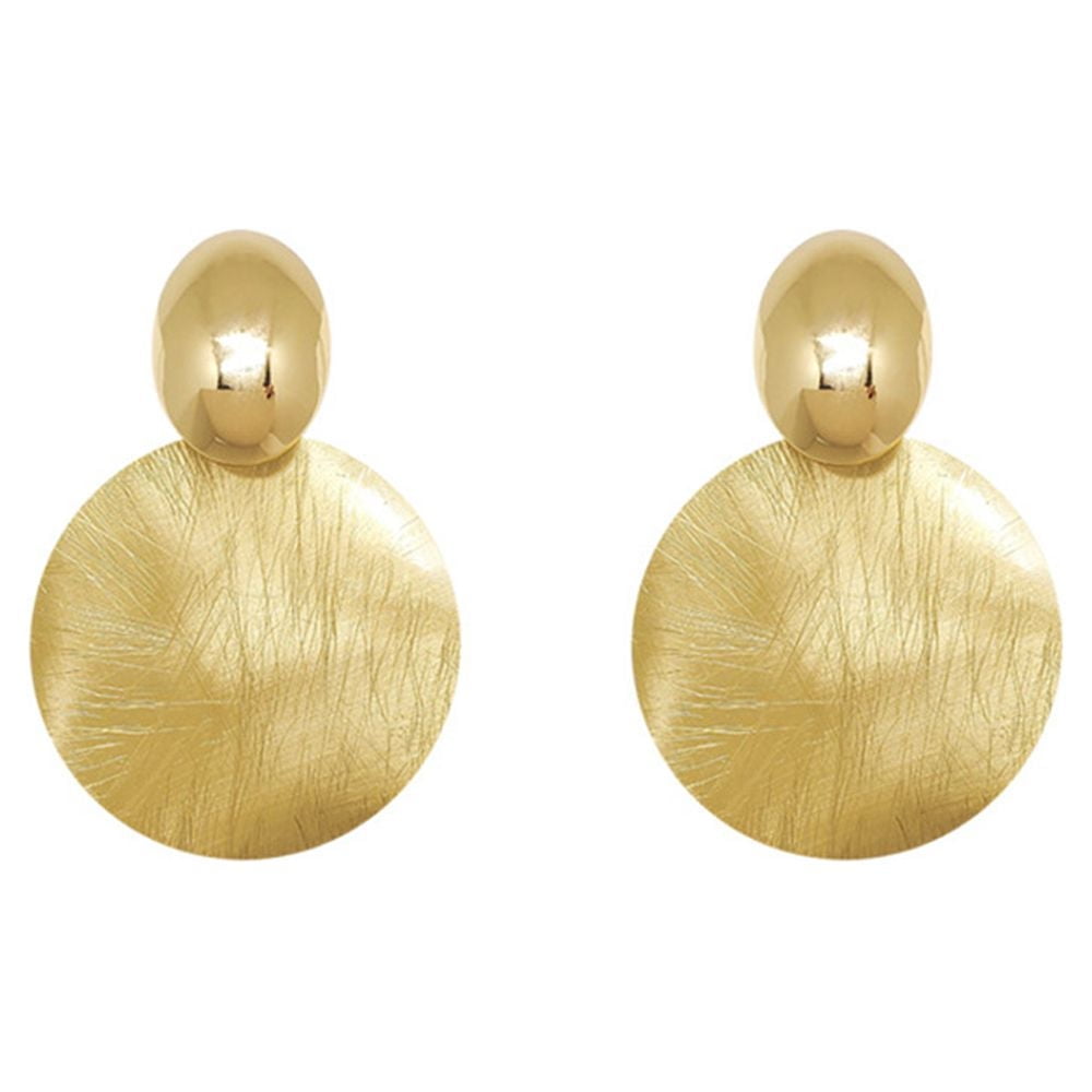 Big Gold Disc Drop Dangle Earrings for Women Round Hammered Statement ...