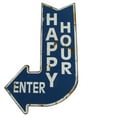 Big HAPPY HOUR ENTER Curved Arrow Vintage Metal Sign Man Cave/Bar/Pub ...
