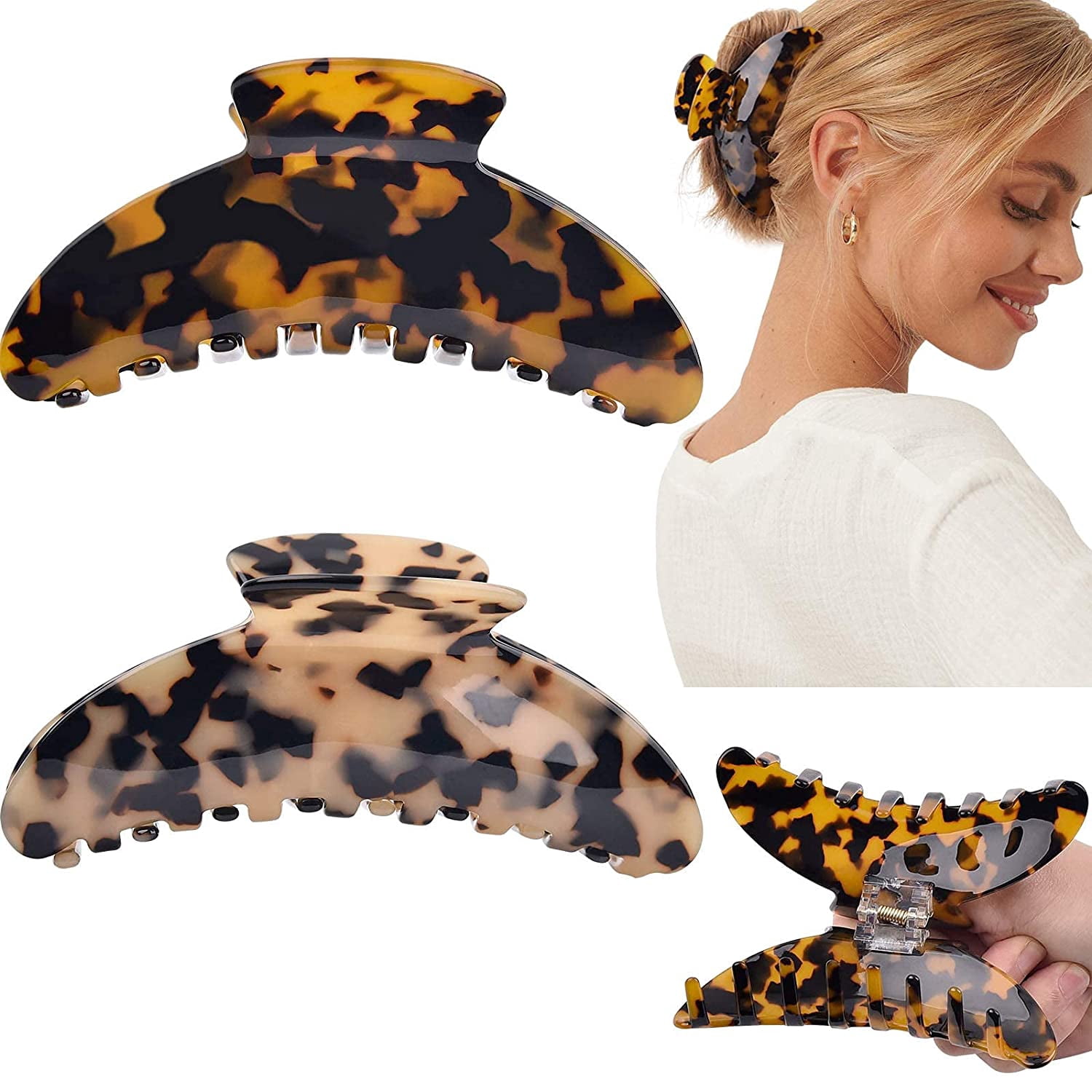 Big Hair Claw Clips 4.5 Inch Tortoise Shell Hair Clips Banana for Women ...