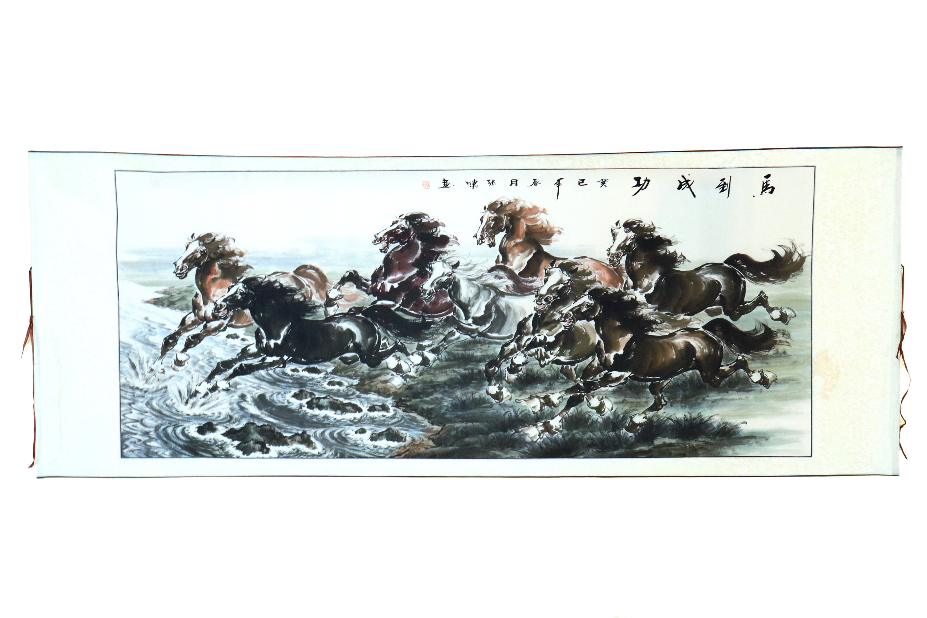 Big Hand-Painted 8-Horse Horizontal Scroll Picture - Walmart.com