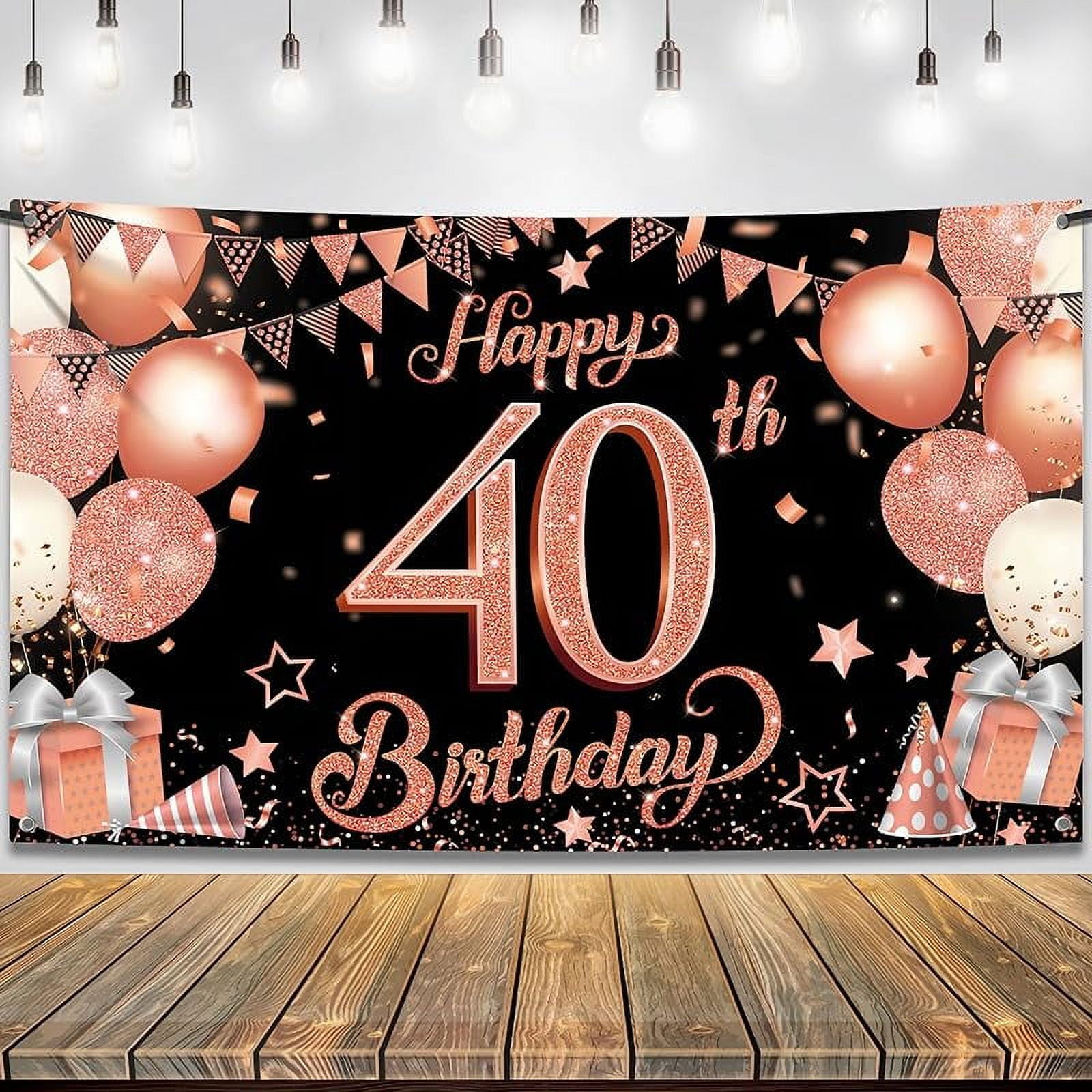 Big Happy 40th Birthday Banner - 72x44 Inch | 40th Birthday Backdrop ...