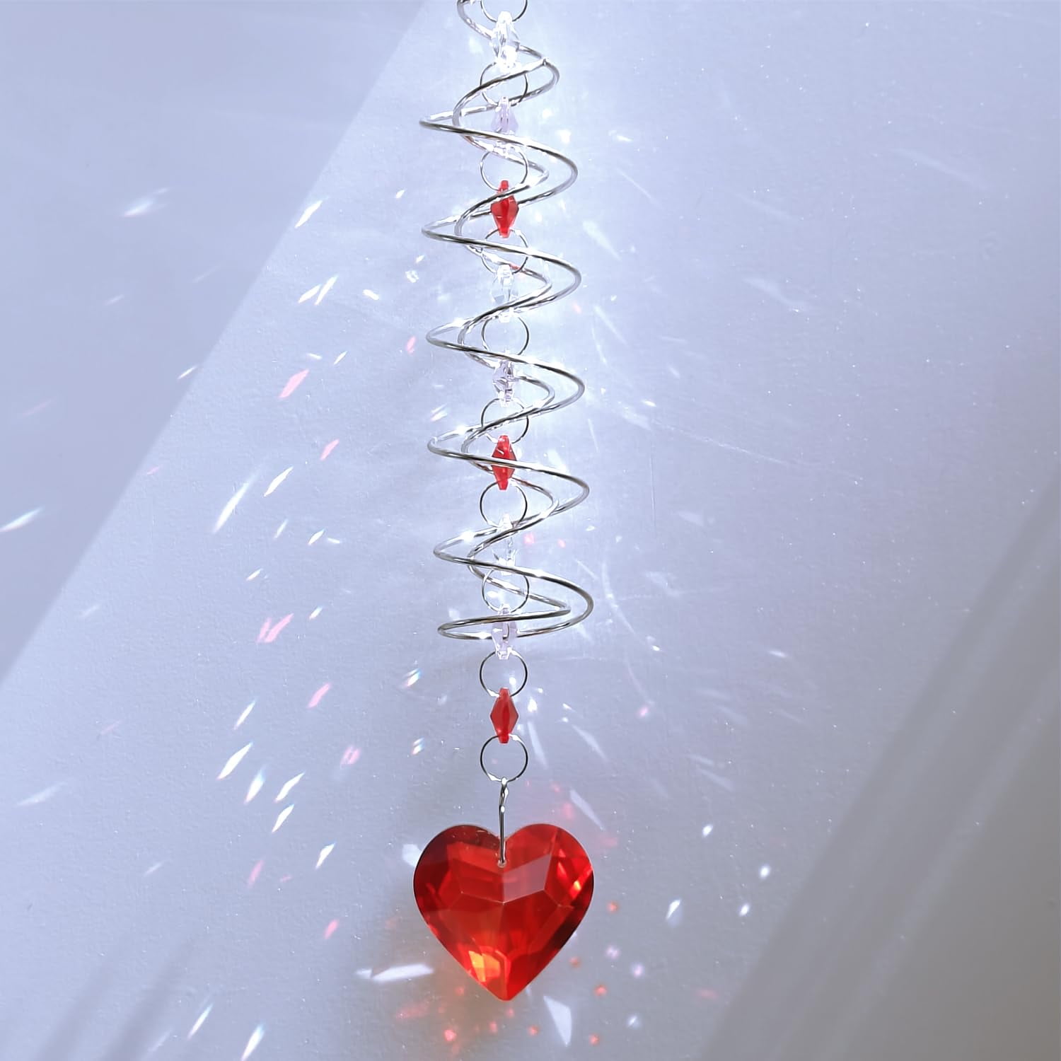 Big Heart Crystal Sun Catchers for Windows Hanging, Double-Spiral ...