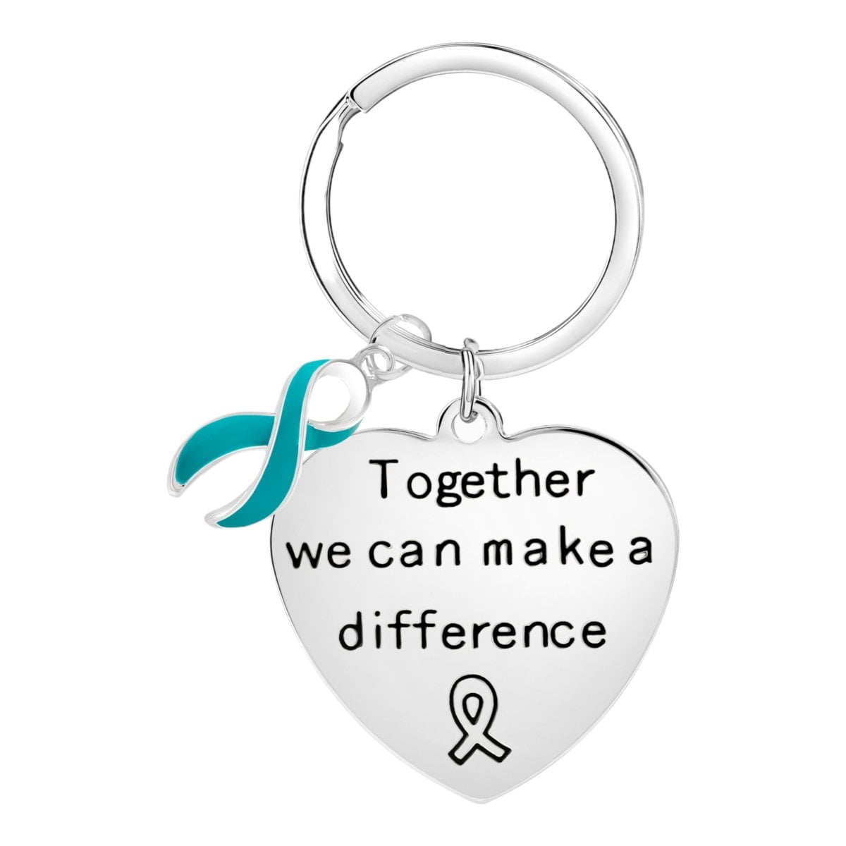 1 Pack Big Heart Teal Ribbon Key Chains (1 Keychain) - Walmart.com