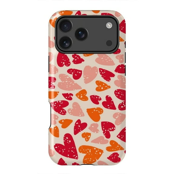 Big Hearts Bold Graphic Romantic Pattern Case with iPhone 17 to 11 Pro ...