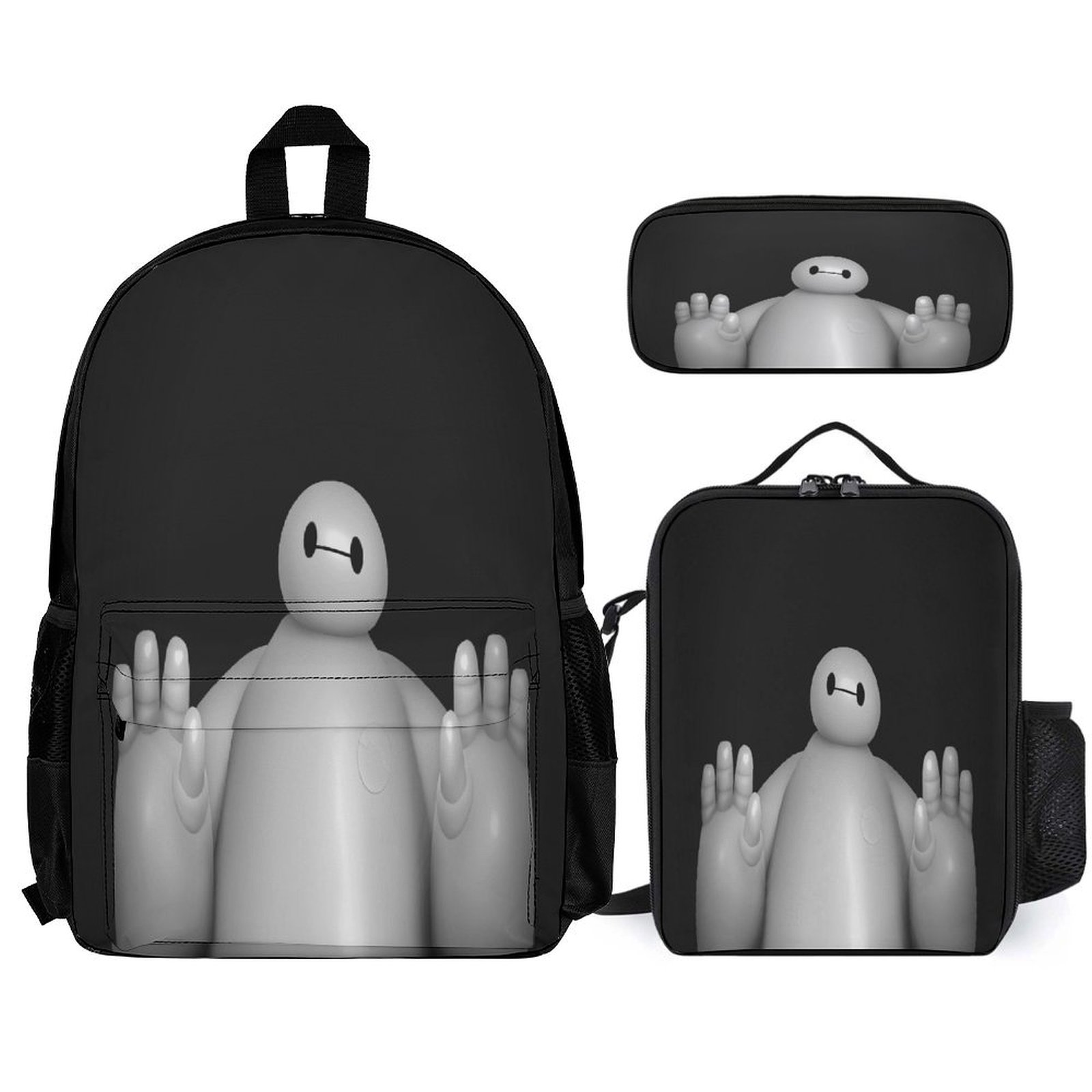 Big Hero 6 Baymax Backpac Set Backpac with Front Pocket 3 Pices Backpac ...