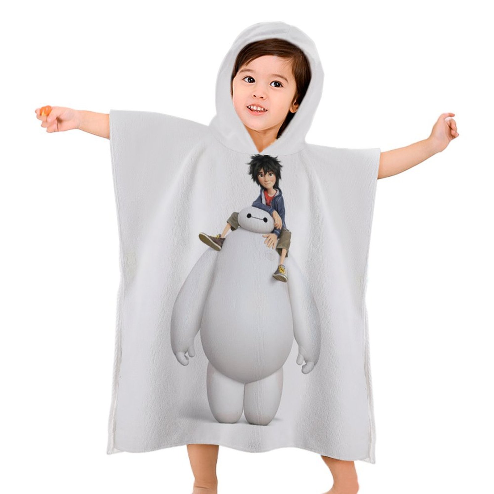 Big Hero 6 Baymax Beach Towel Hooded Poncho Bath Towels Cloak Kids Dry ...