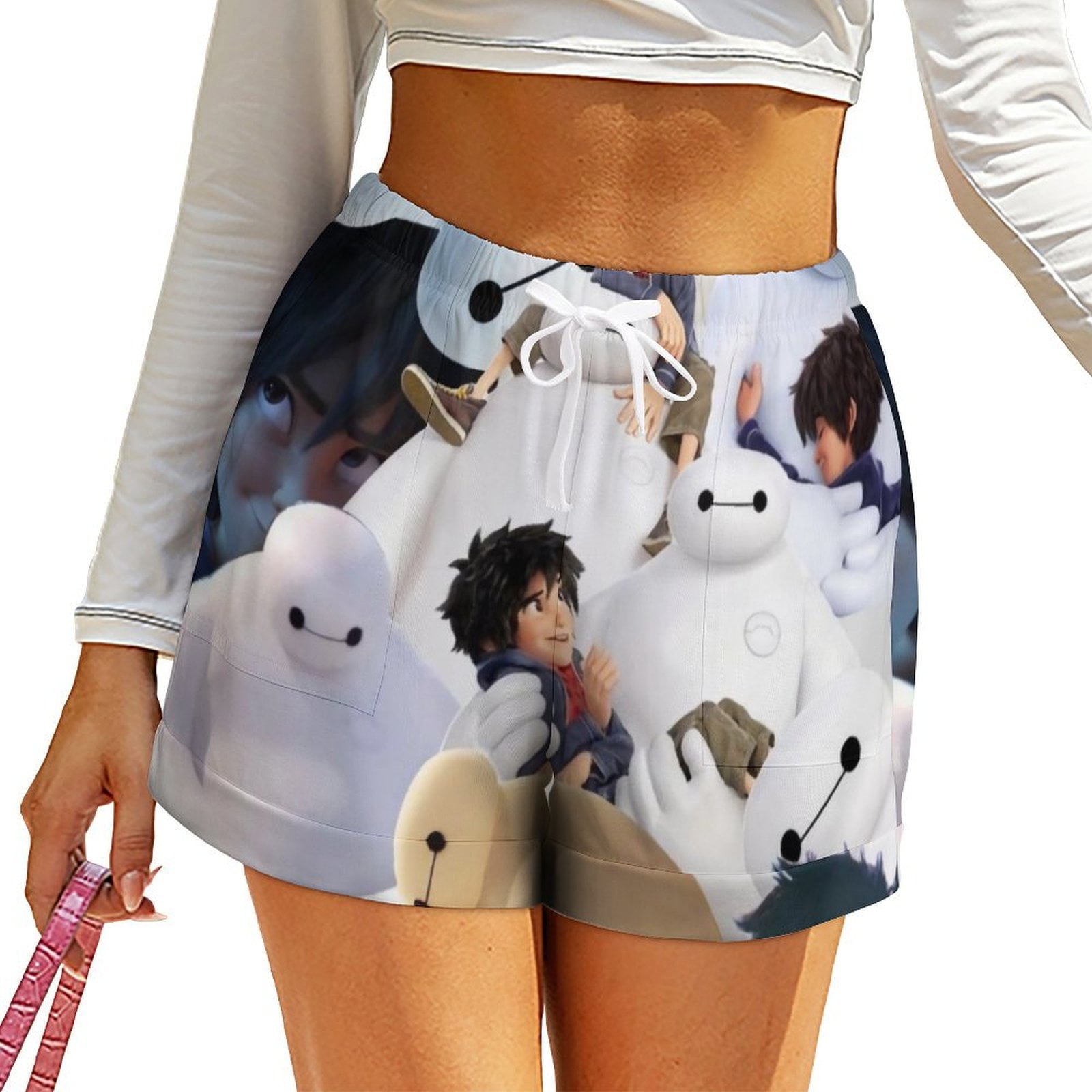 Big Hero 6 Baymax Women's Board Shorts with Pockets High Waisted Tummy ...
