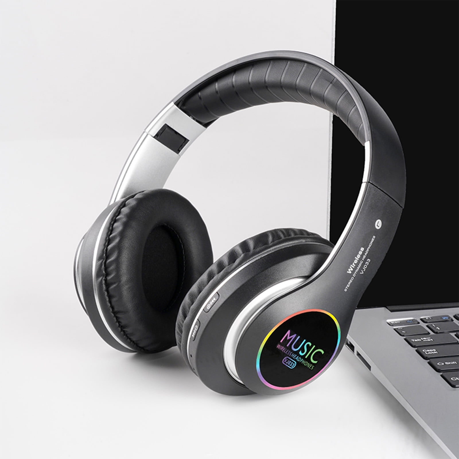 Big Holiday 50% Clear! Bluetooth Headphones Over-Ear With LED Foldable ...