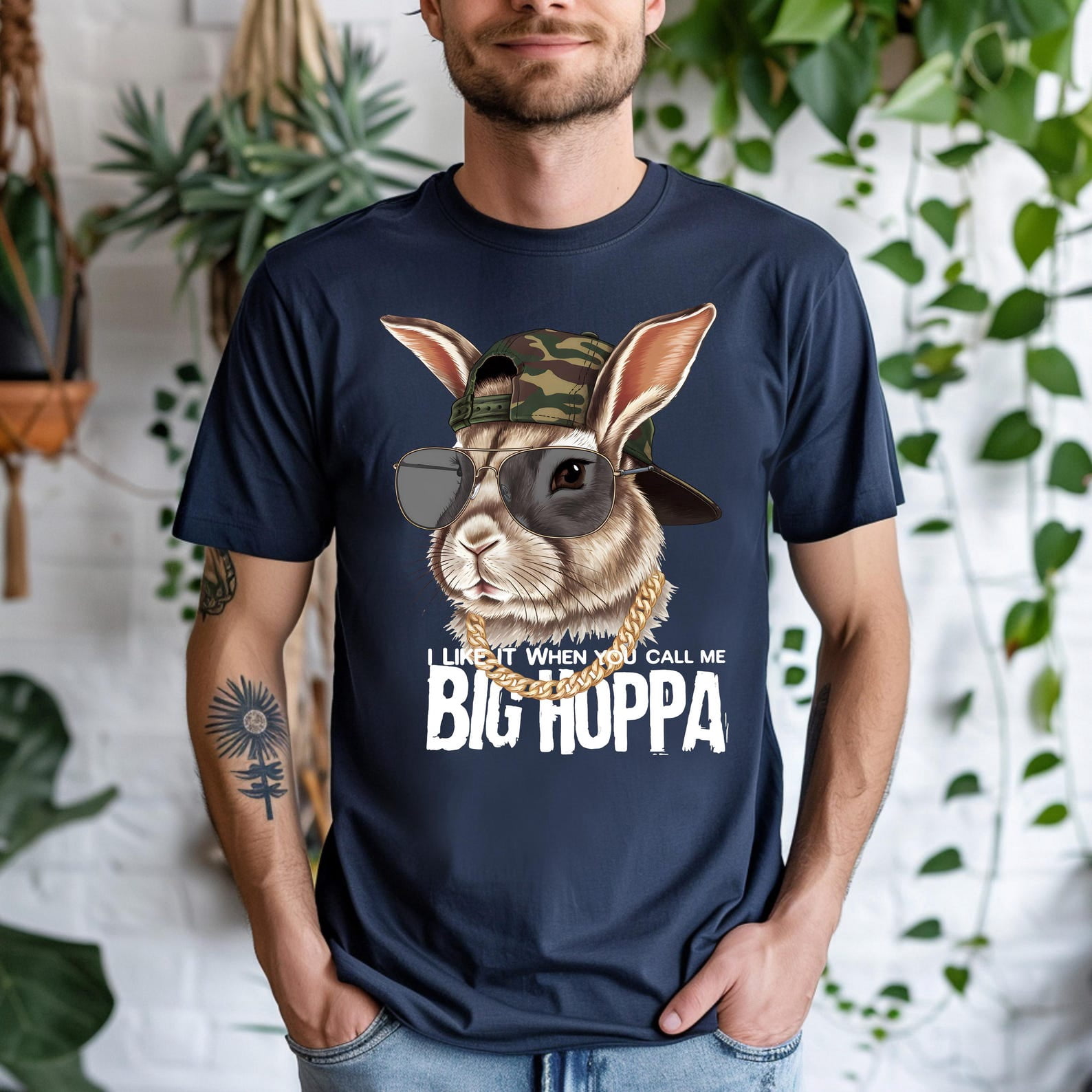 Big Hoppa Bunny Shirt, Hip Hop Rabbit Graphic Tee, Easter Bunny Pun ...
