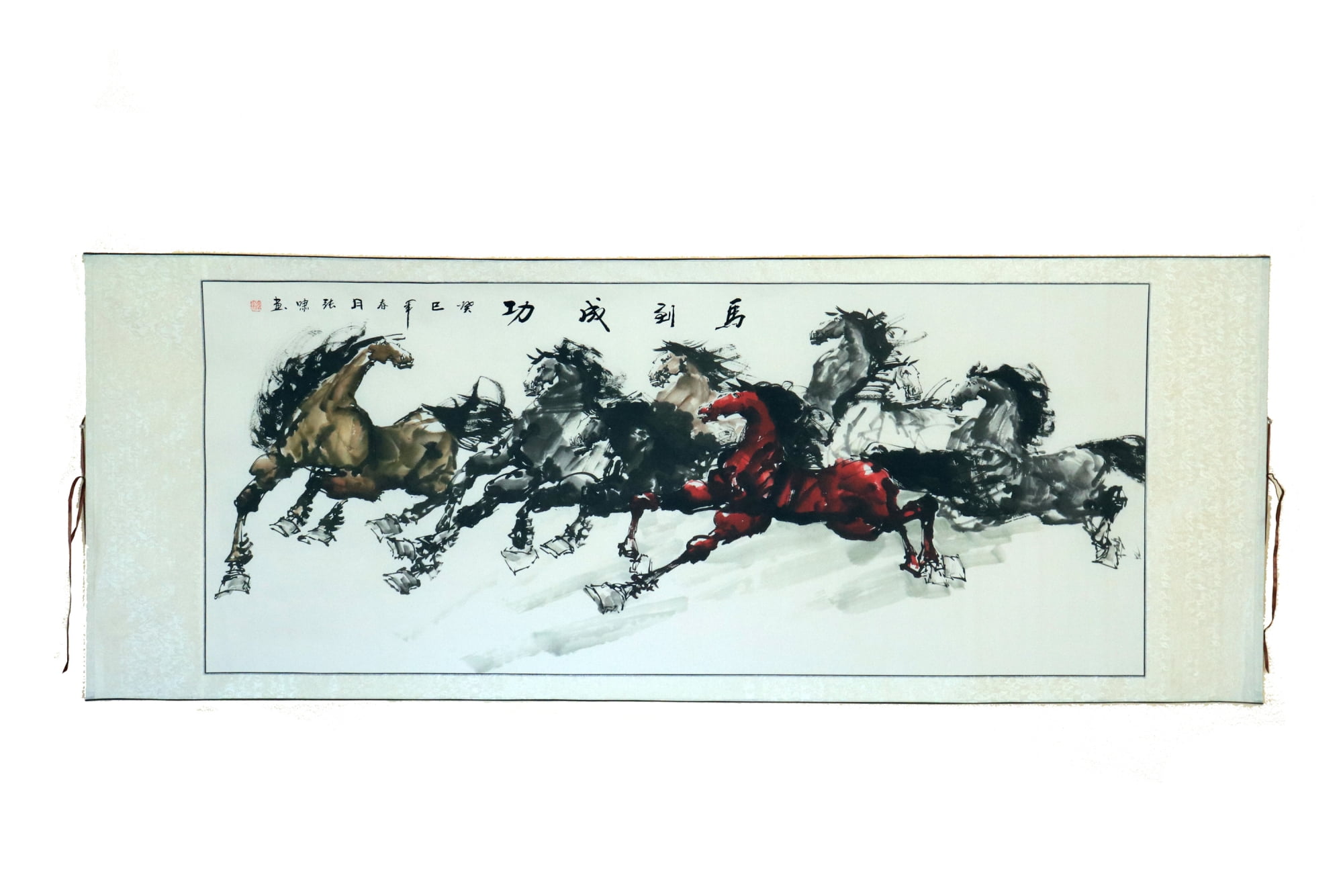 Big Horizontal Hand-Painted 8-Horse Scroll Picture - Walmart.com