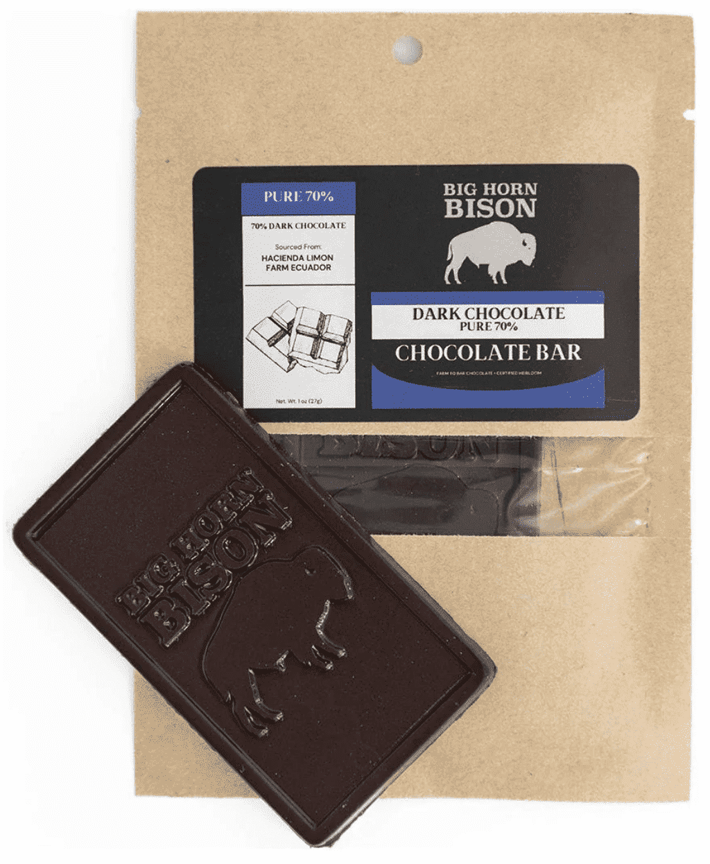 Big Horn Bison Dark Chocolate Bar - 90% Cocoa, 1 oz. - Walmart.com