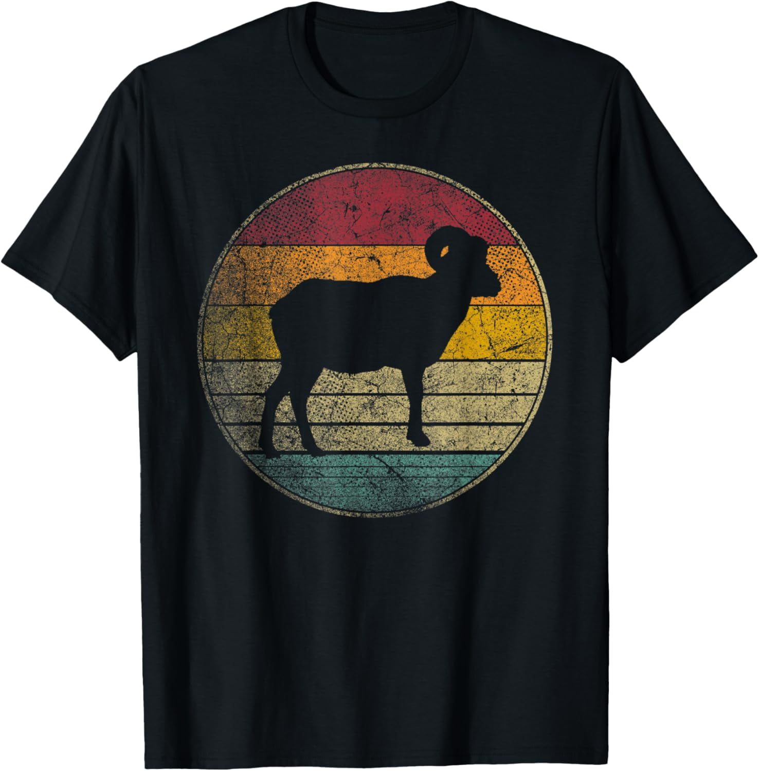 Big Horn Sheep Ram Goat Vintage Retro Style Distressed T-Shirt men and ...