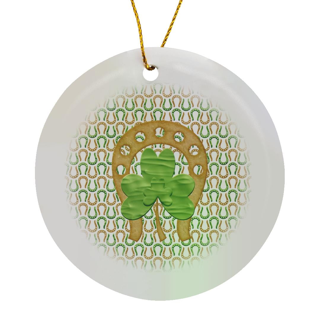 3drose, Big Horseshoe and Shamrock on Horseshoe Background, Green ...