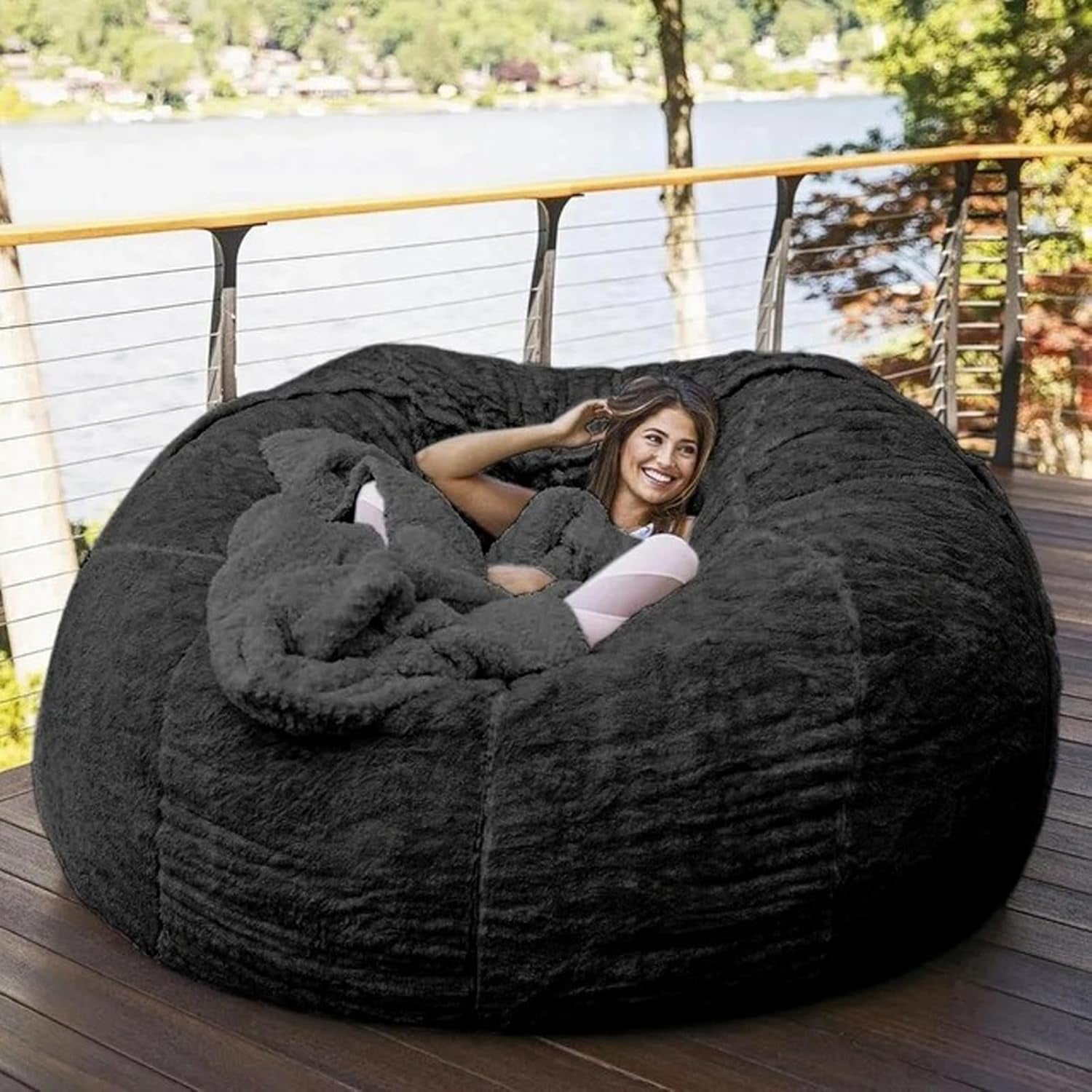 Big Huge Giant Bean Bag Chair for Adults, (No Filler) Bean Bag Chairs ...