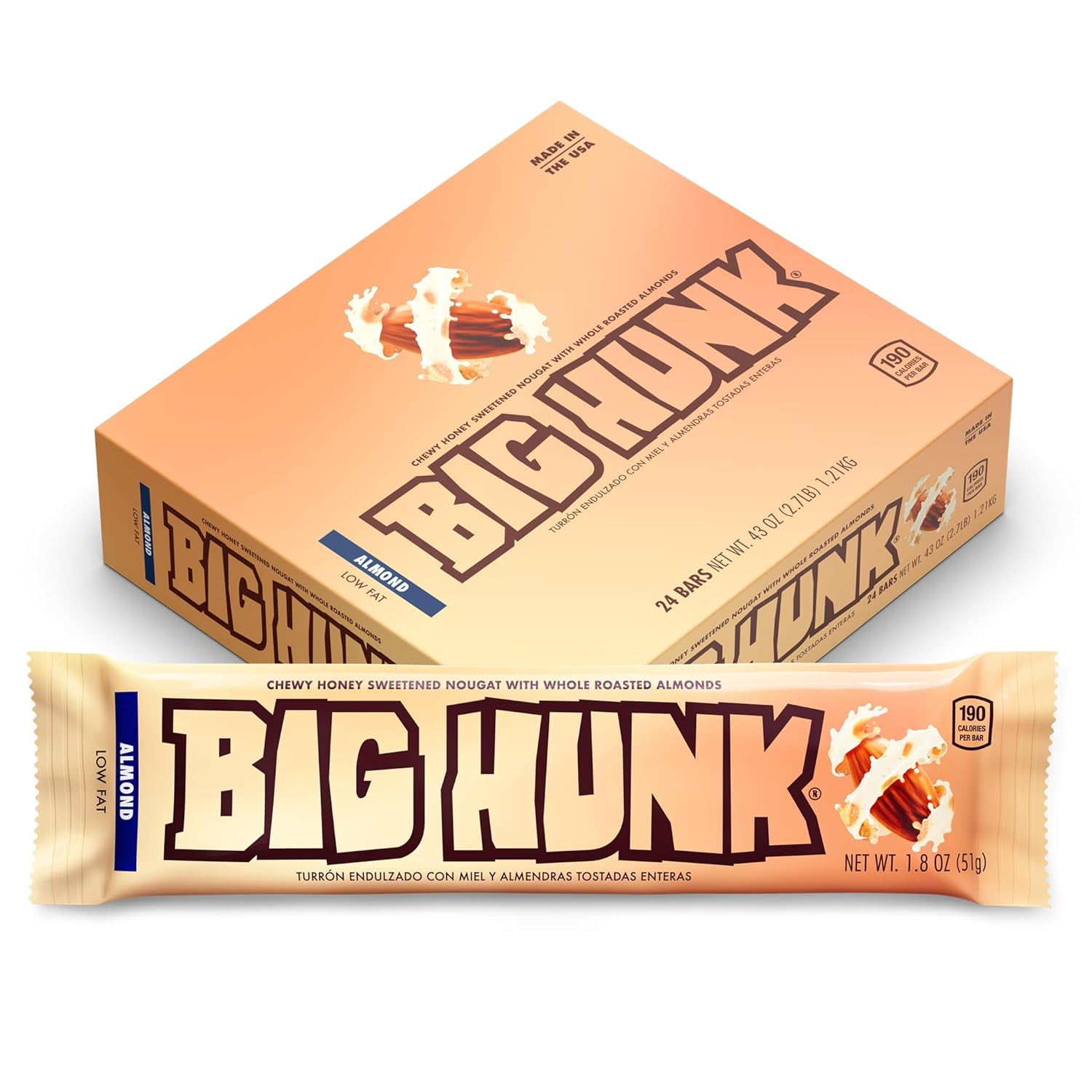 Big Hunk Almond Candy Bar, 1.8 Ounce - Bulk 24 Case - Walmart.com