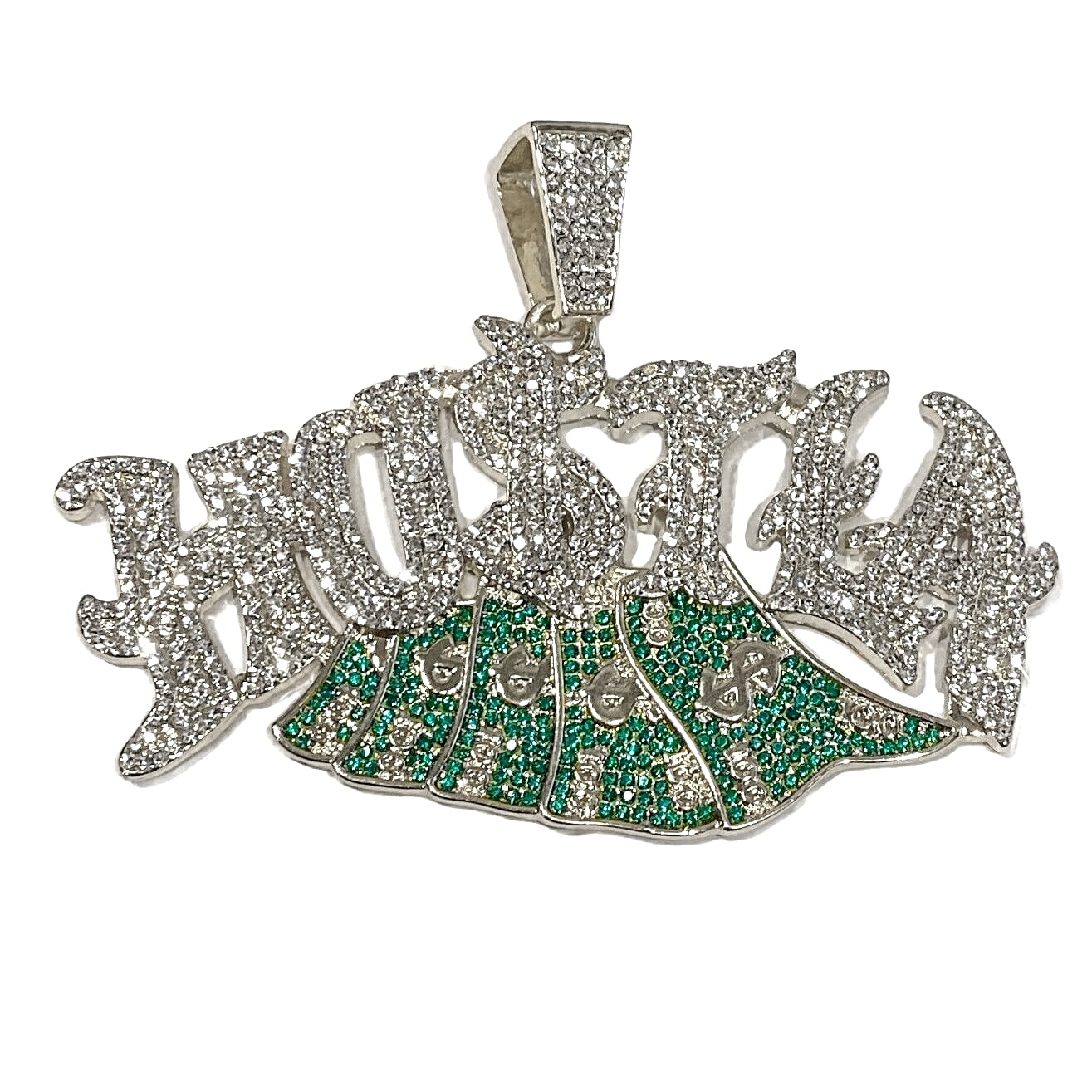 Big Hustla Hip Hop Pendant Hustle Hustler Silver Tone Iced Flooded Out ...