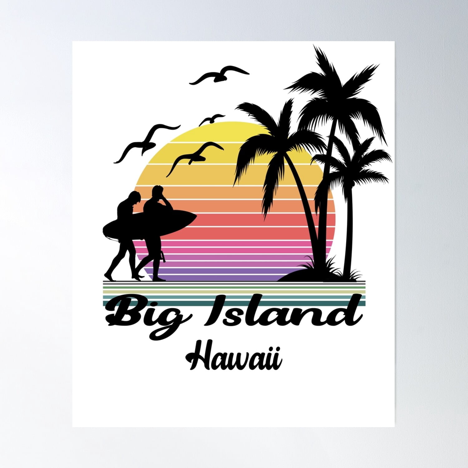 Big Island Hawaii Seaside Retro Sunset- Vintage Wall Arttrendy Retro ...