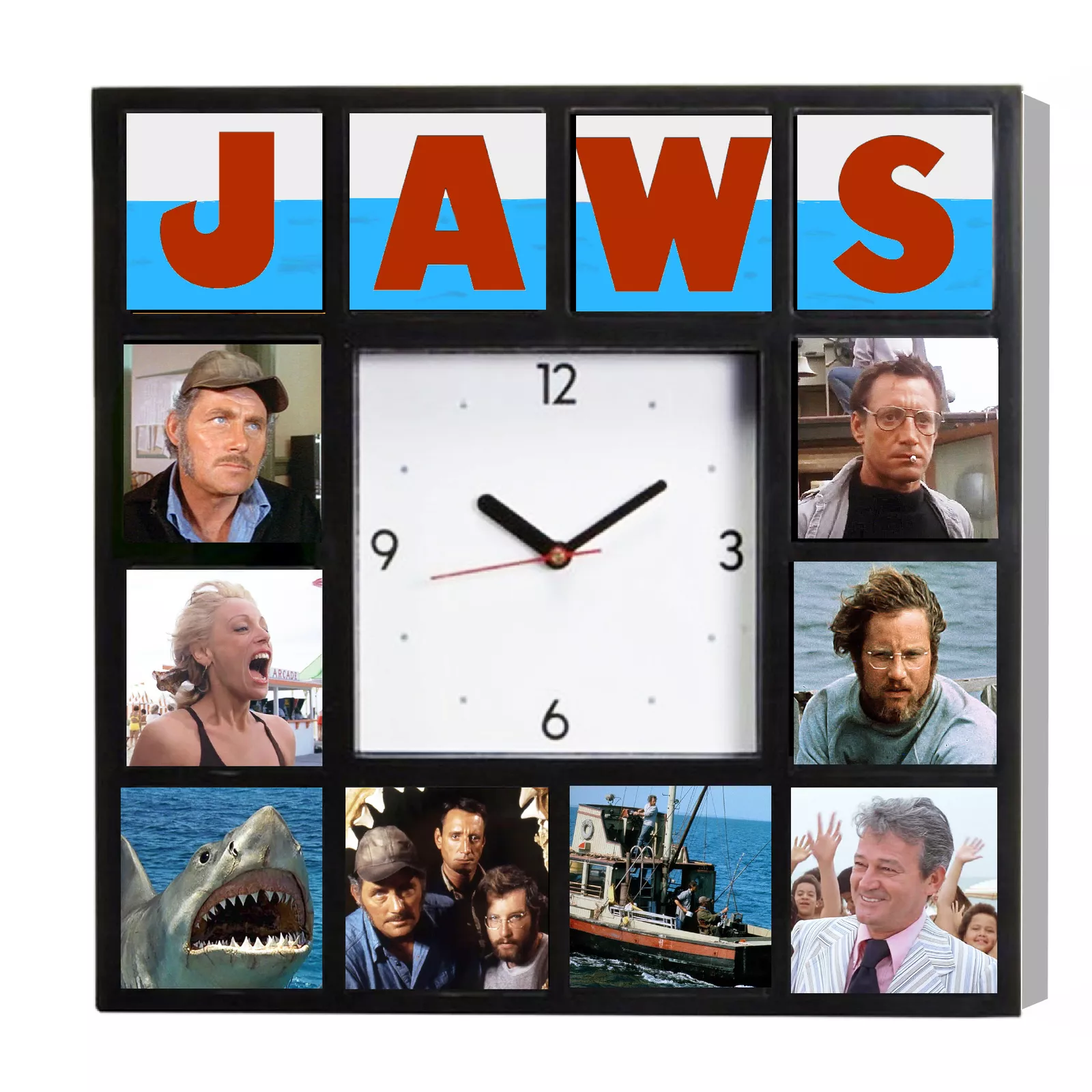 Big JAWS Cast Clock Shark Horror Movie Sign Brody, Quint, Hooper, Mayor and more - Walmart.com