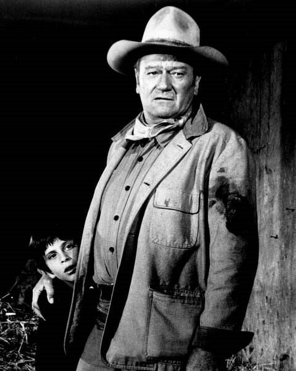 Big Jake 1971 John Wayne puts protective arm around Ethan Wayne 24x36 ...