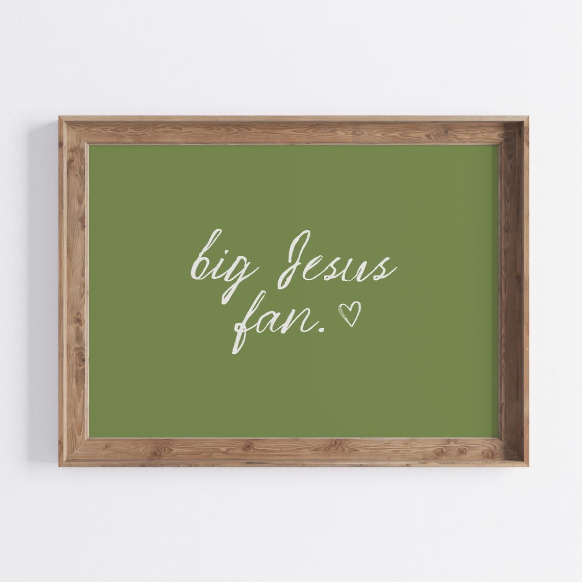 Big Jesus Fan Olive Green Print, Modern Farmhouse Wall Art Unframed ...