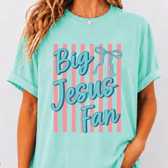 Big Jesus Fan Shirt Christian Retro Pastel Worship Graphic Summer Tee ...