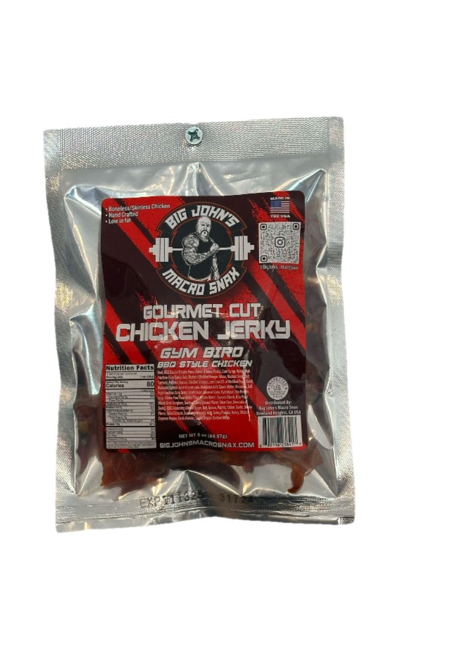 Big John's Macro Snax Gym Bird BBQ Style Chicken Jerky – Premium High ...
