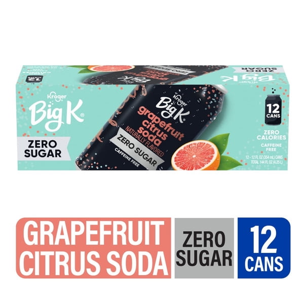 Big K Zero Sugar Grapefruit Citrus Soda, 12 fl oz Cans, 12 Count ...