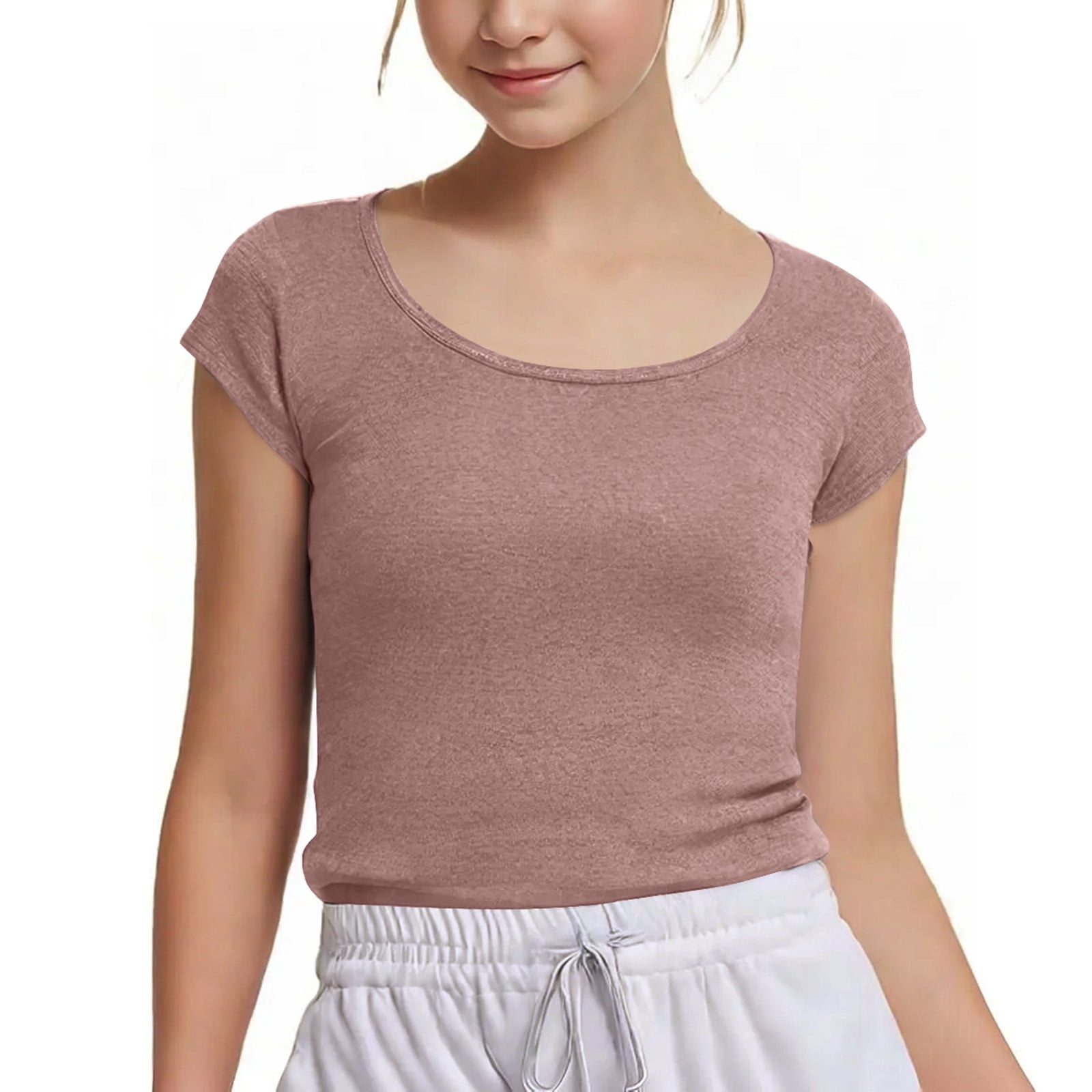 Big Kid Crop Tops For Girls Short Sleeve Shirt Girls Summer Tops Square ...