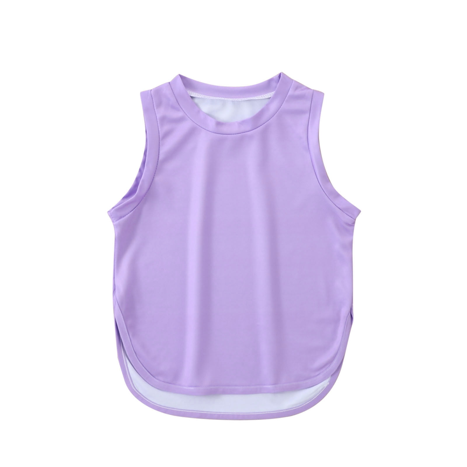 Big Kid Kids Girls Summer Athletic Solid Color Tank Tops Split Curved ...