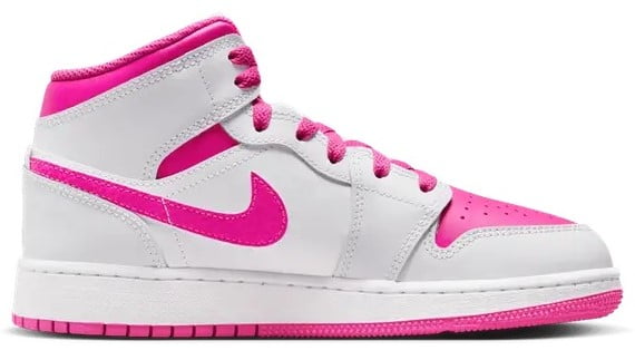 Air Jordan 1 Mid Big Kids' Shoes Color: Iris Whisper/White/Fire Pink ...