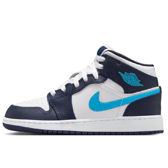 Big Kid's Jordan 1 Mid Obsidian/DK Powder Blue-White (DQ8423 404) - 7 ...
