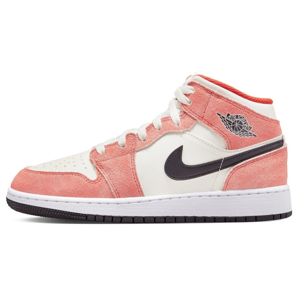 Big Kid's Jordan 1 Mid SE "Orange Suede" Team Orng/Blk-Sail-Wht (DV1336 ...
