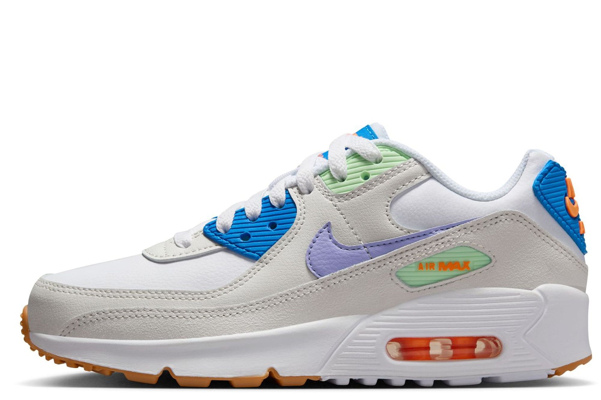 Big Kid's Nike Air Max 90 LTR White/Purple Pulse-Phantom (CD6864 128 ...