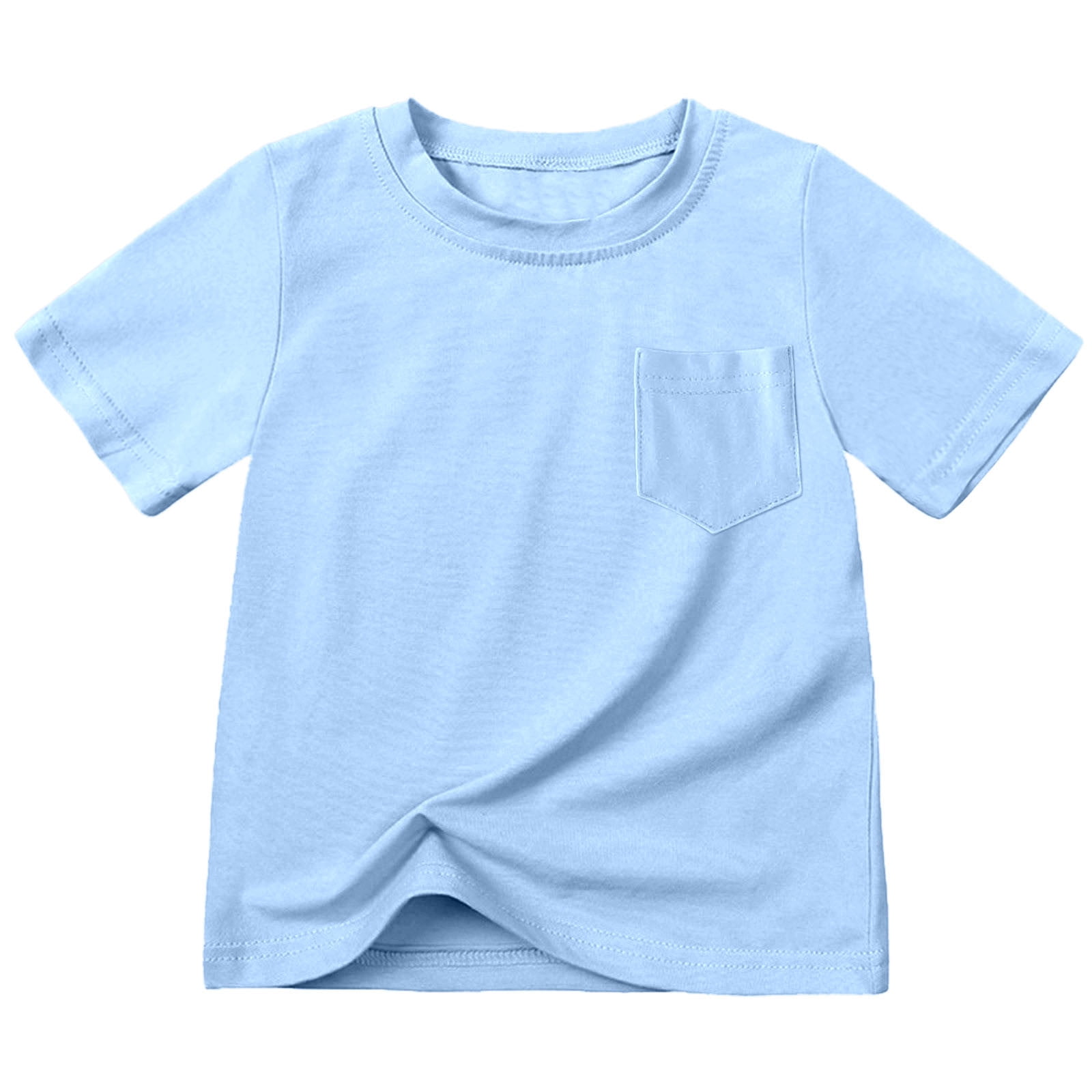 Big Kids Boys Girls Solid Color T-Shirt, Crew Neck Short Sleeve & Loose ...