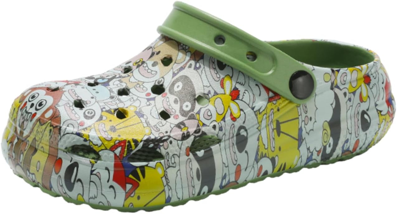 Big Kids Cartoon Garden Clogs – Lightweight EVA Slip On Shoes with Back ...