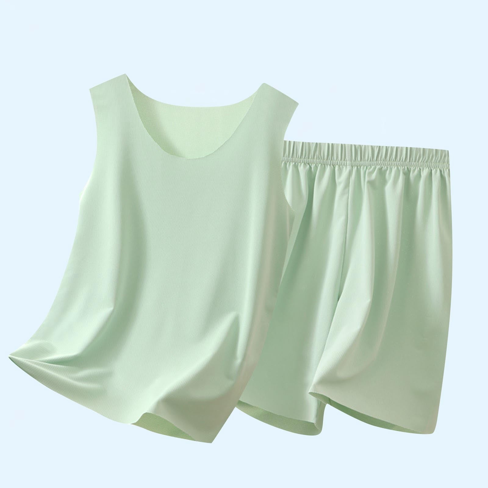 Big Kids Solid Color Tank Top Set Sleeveless Round Neck Top Elastic ...